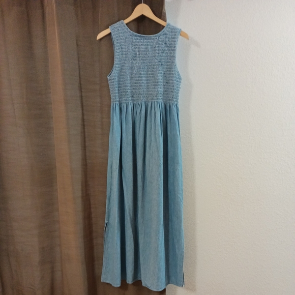 Studio Ease | Dresses | Vintage Studio Ease Chambray Drop Waist Fit Flare Maxi Dress Size 2 ...